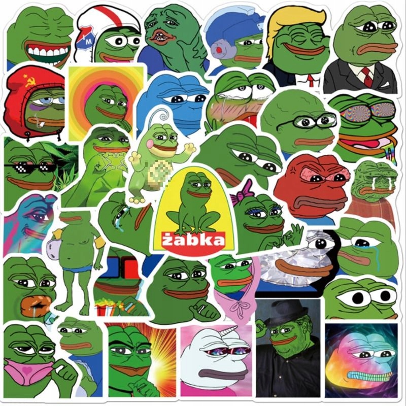 NAKLEJKI ŻABA PEPE THE FROG MEM MEMY 4CHAN 50 szt - 11559660851 ...