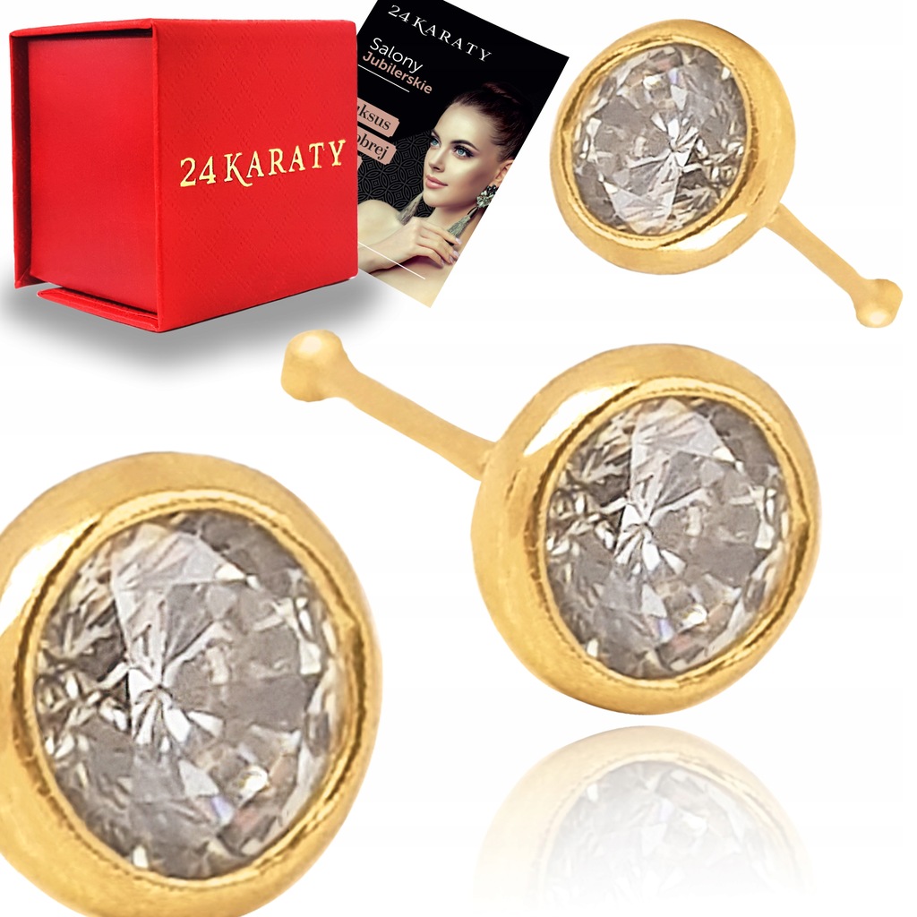 ZŁOTY KOLCZYK DO NOSA CYRKONIA PIERCING pr.585 - 12672739842 - oficjalne archiwum Allegro