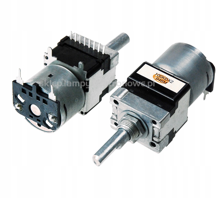 POTENCJOMETR ALPS Z SILNIKIEM RK168 2x 100K B-Lin. bez konturu ...