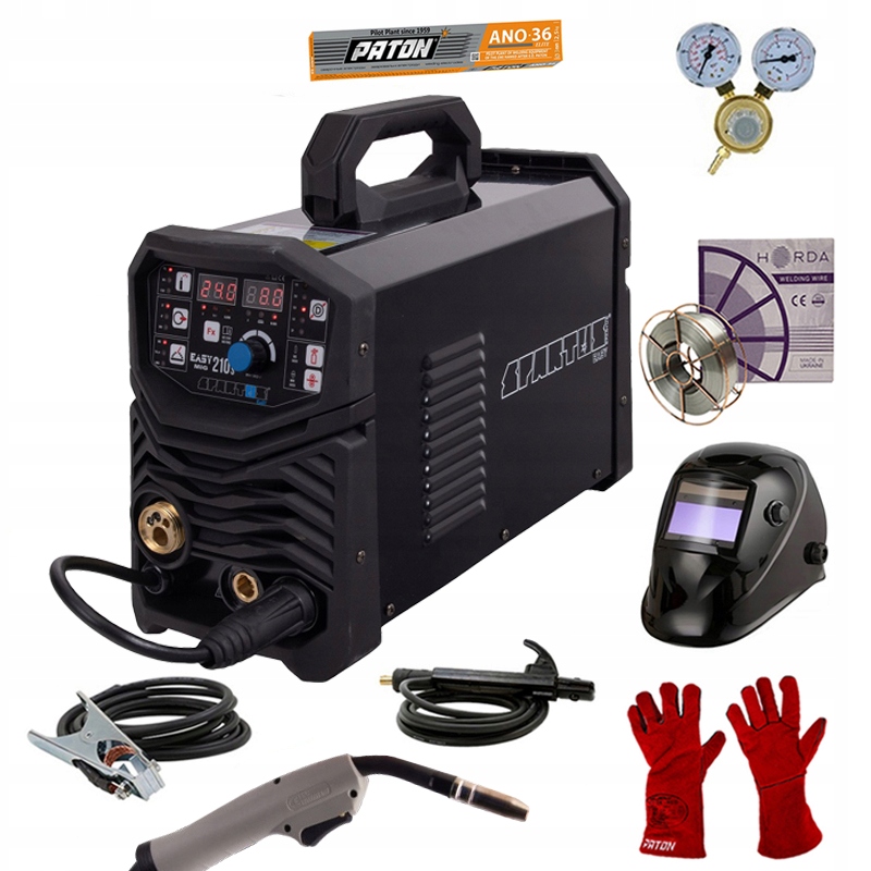 Spawarka Migomat SPARTUS EASYMIG 210S 200A ZESTAW - 12009378197 - oficjalne archiwum Allegro