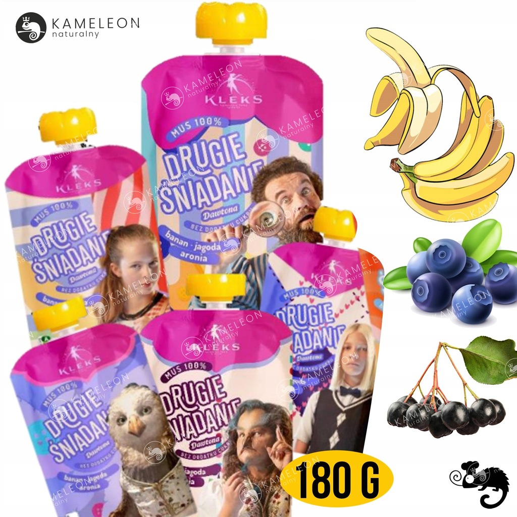 DAWTONA MUS DRUGIE ŚNIADANIE 180g Banan Jagoda AKADEMIA PANA KLEKSA - 1 ...