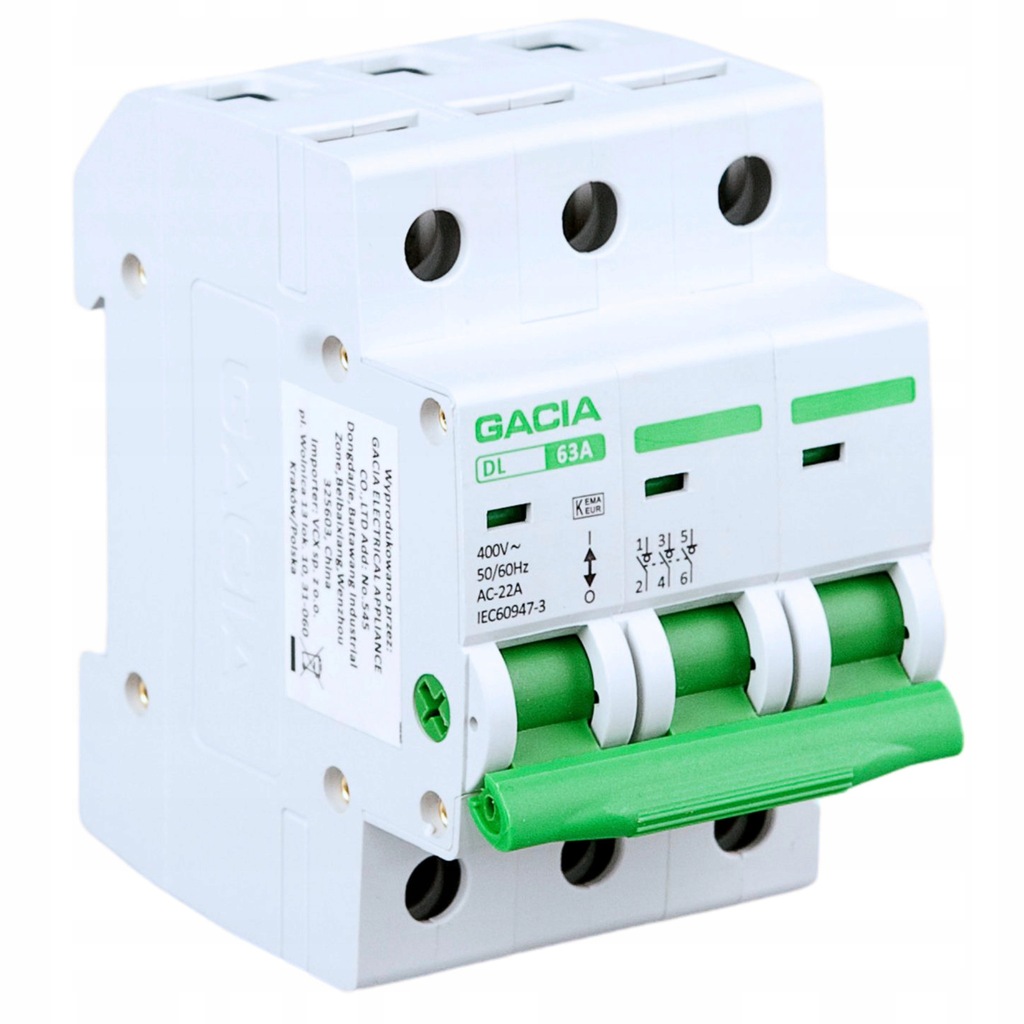 GACIA ROZŁĄCZNIK IZOLACYJNY MODUŁOWY 3P 100A AC - 16616678039 - oficjalne archiwum Allegro