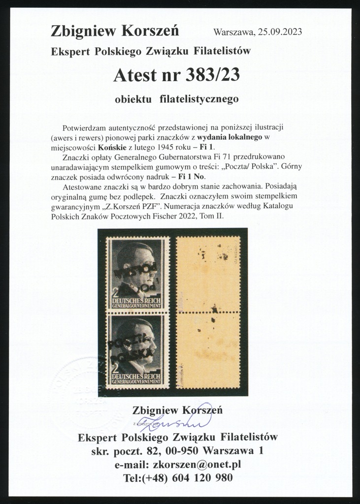 1945r. parka : Fi.1No + Fi.1 - ULTRA UNIKAT - 15.000 PLN - ATEST PZF ...