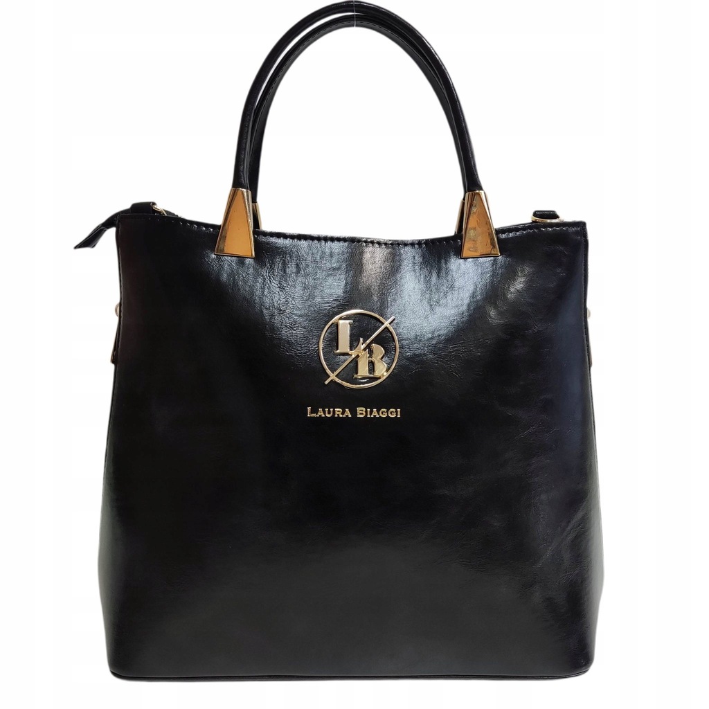 Torebka shopper Laura Biaggi listonoszka czarna - 12701527421 - oficjalne archiwum Allegro