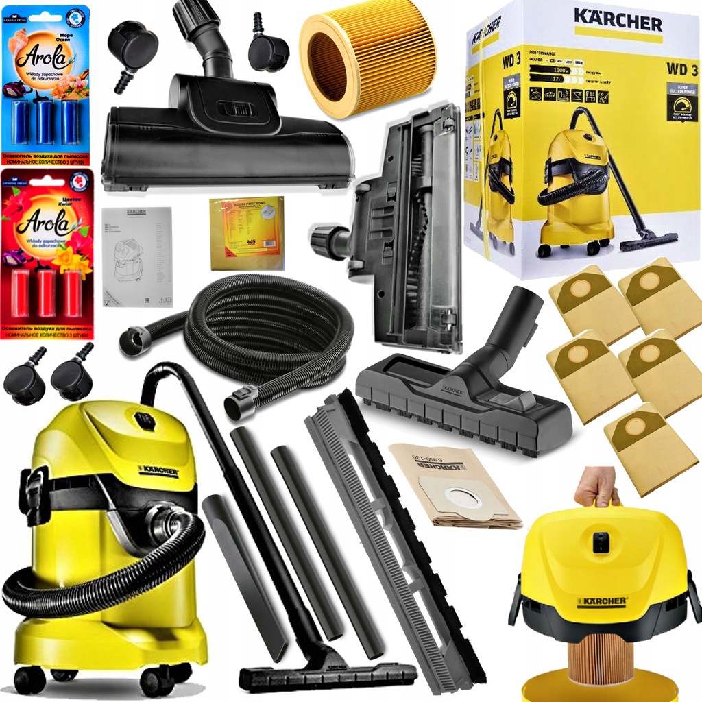 ODKURZACZ PRZEMYSŁOWY KARCHER WD3 BEZWORKOWY 1400W - 7568763135 - oficjalne archiwum Allegro