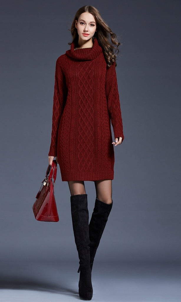 Elegancki sweter Długie damski z golfem HYUO.XL - 12550090439 ...