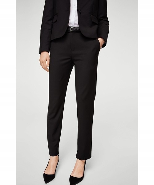 R47K003 SPODNIE ELEGANCKIE CZARNE PASEK MANGO 44 - 13151571010 - oficjalne archiwum Allegro