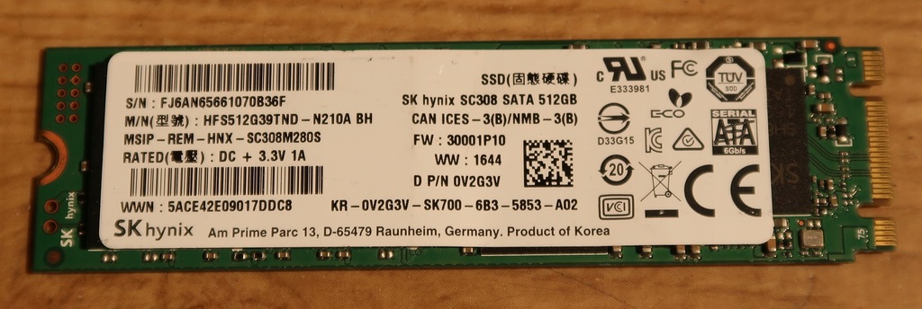 Dysk SSD 512GB M.2 SATA HYNIX SC308 SC308M280S - wykrywa, nie inicjuje ...