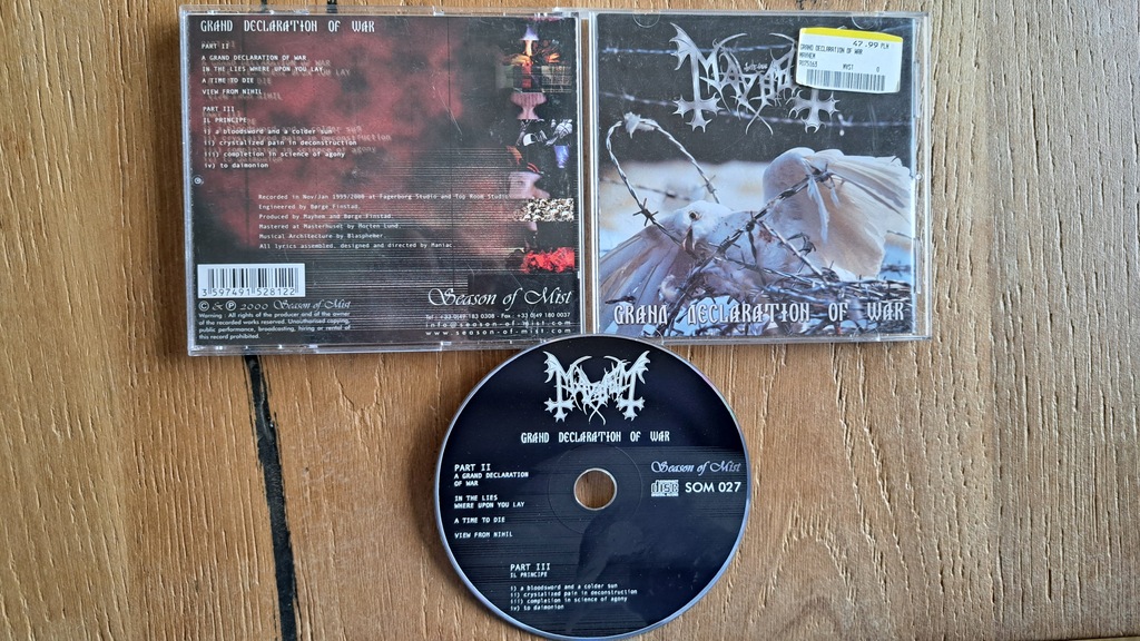 [CD] MAYHEM - Grand Declaration of War - I wydanie - SoM 2000 r ...