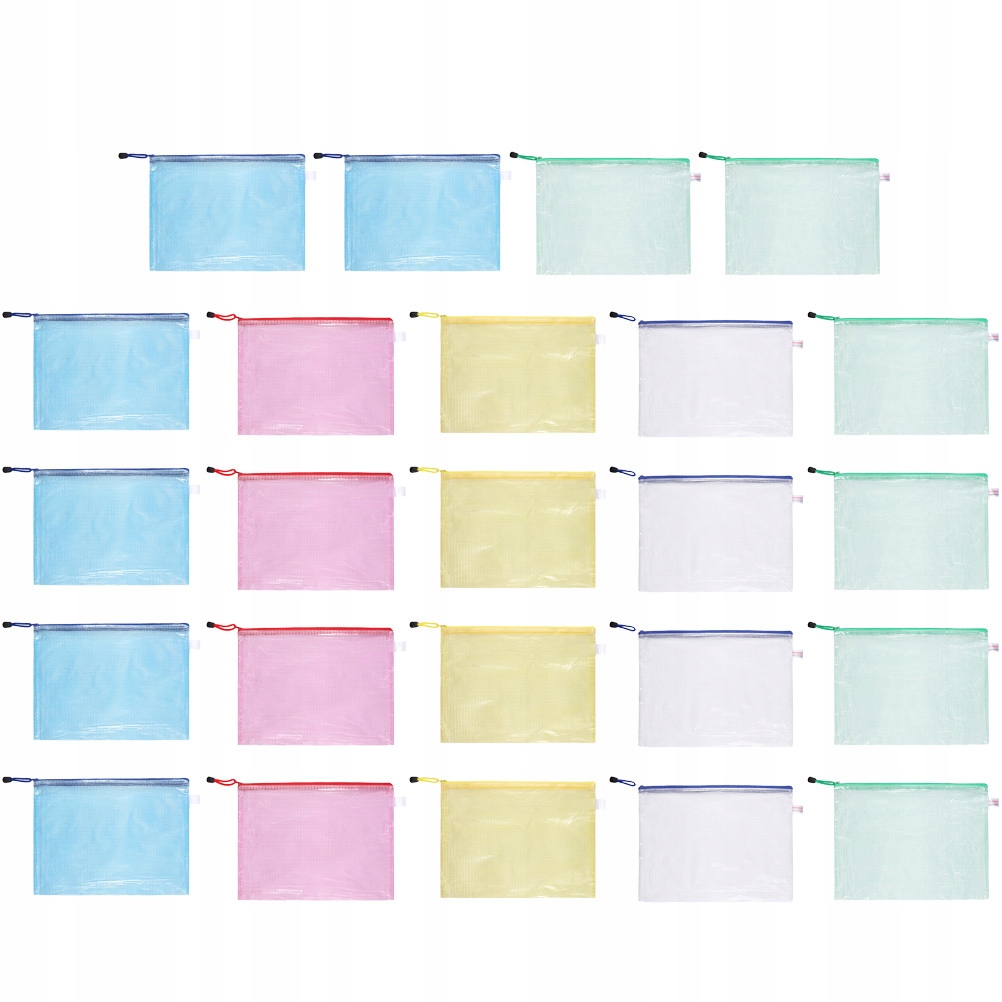 24Pcs Zipper File Bag Practical Mesh File Pouch - 14463927930 ...