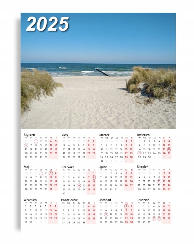 KALENDARZ PLAKATOWY A4 MORZE 07 2025 ELEGANCKI NA PREZENT - 16926460413 - oficjalne archiwum Allegro