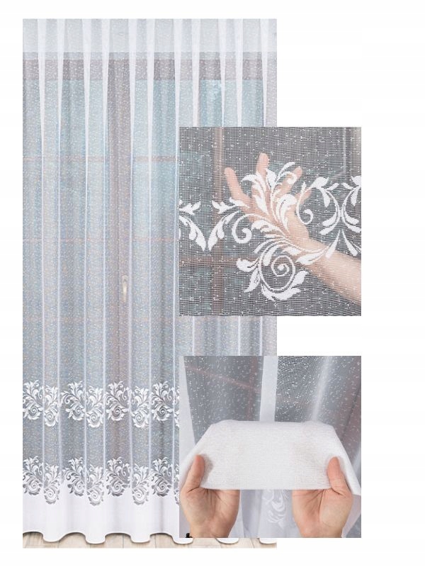 Firany Z Taśmą Wave Do Fal Firana Żakardowa Lekka Biała Trwała sz ...