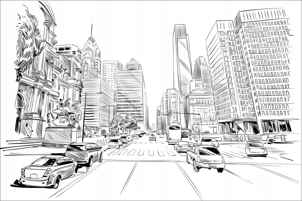 PLAKAT miasto ulice rysunek szkic 19 wzorów - 8992405568 - oficjalne ...