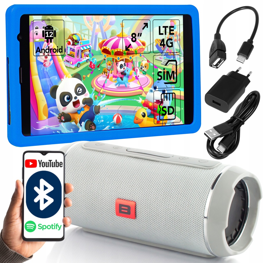TABLET DLA DZIECI 8 MOCNY GŁOŚNIK BLUETOOTH ZESTAW - 14062090638 ...