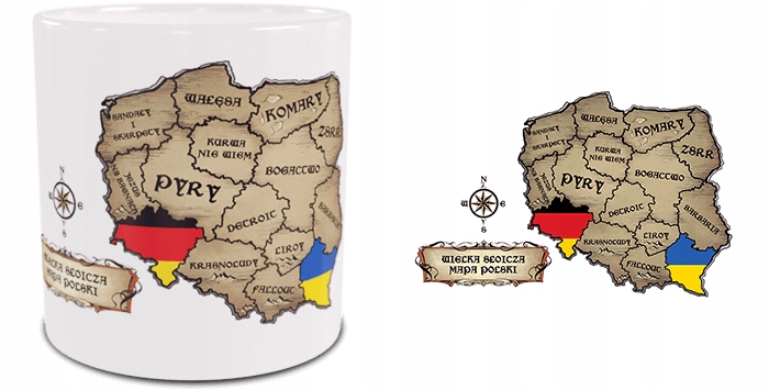 Kubek z nadrukiem Mapy Polski. Wersja Dla Słoików - 13372598827 - oficjalne archiwum Allegro