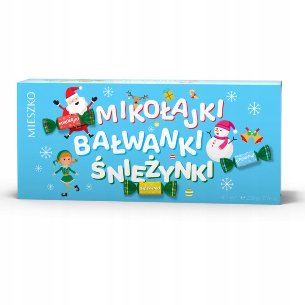 MIESZKO ZESTAW MIX CUKIERKÓW MIKOŁAJKI BAŁWANKI ŚNIEŻYNKI 220G ...