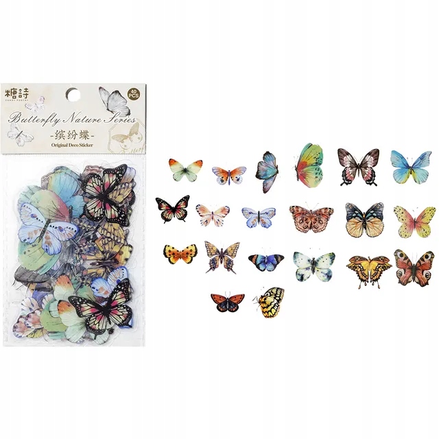 40pcs Colorful Butterfly Wings Stickers Epoxy Resin Fillings Plant ...