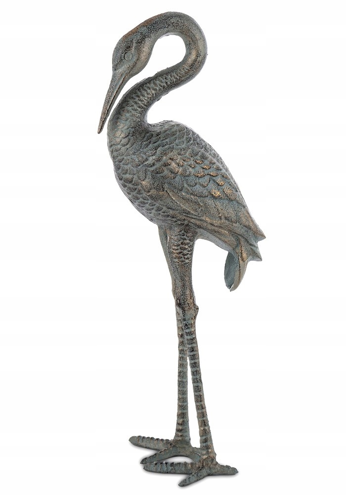 Figura Żuraw Z217A rzeźba ptak żeliwny dom ogród taras balkon ...