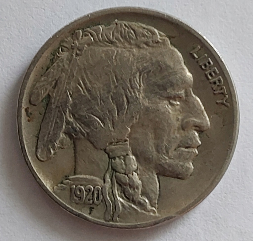 moneta 5 centów USA 1920 r Bizon Indianin - 13180151541 - oficjalne archiwum Allegro
