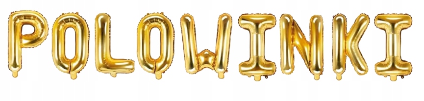 Balony foliowe napis POŁOWINKI złoty złote 35 cm - 14156252065 ...