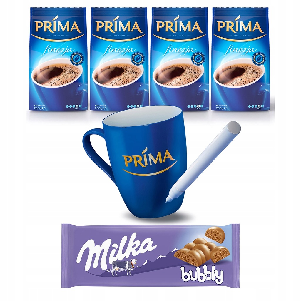 Kawa ziarnista Prima Finezja 450g x 4 + kubek - 9786522579 - oficjalne ...