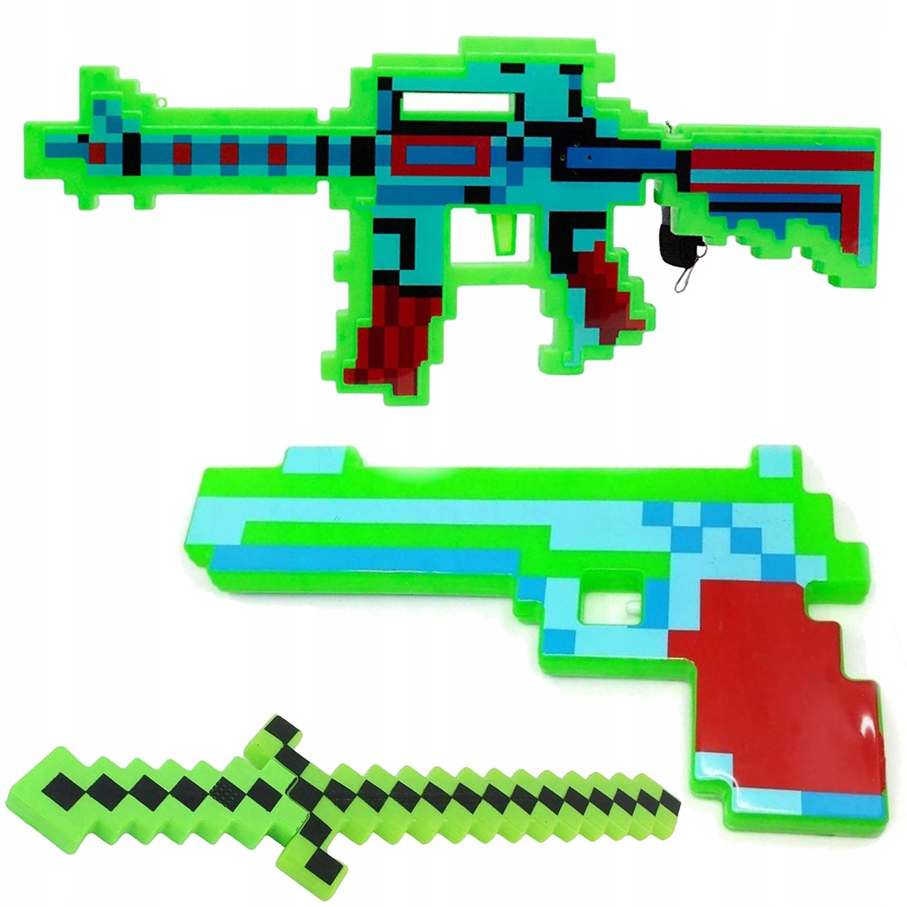 MINECRAFT ZESTAW 3w1 PISTOLET KARABIN MIECZ DŹWIĘK - 11929498208 ...