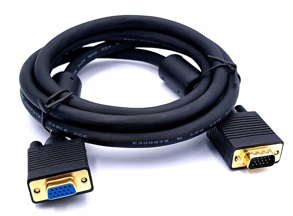 KABEL D-SUB SVGA Przedłużacz do monitora VGA na VGA HQ 1,5m czarny - 14540146984 - oficjalne ...