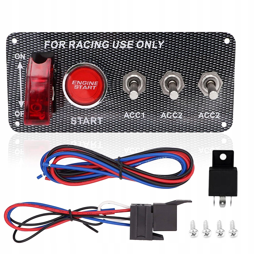 12V Ignition Switch Panel 5 in 1 Car Engine Start Push Button Toggle ...