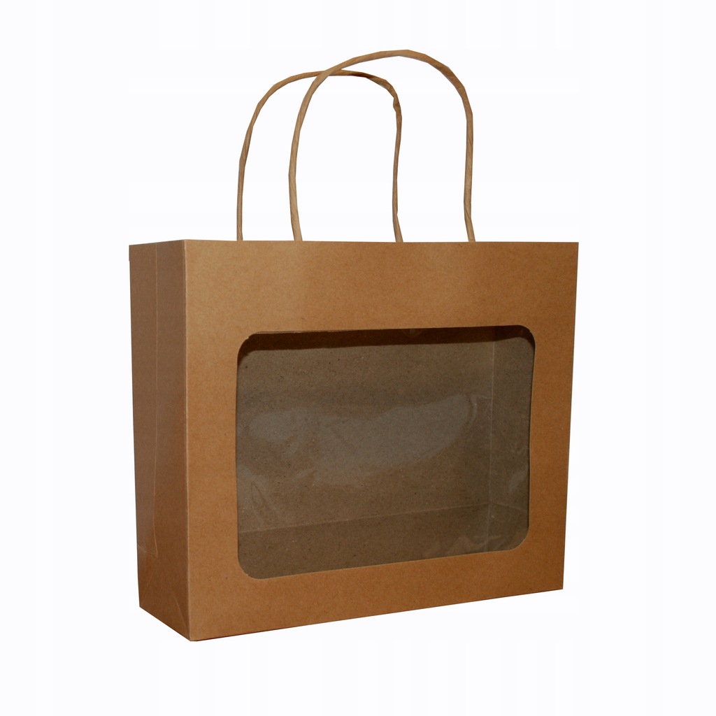 TOREBKA PAPIEROWA Z OKIENKIEM DEKORACJA NA PREZENT - 8657627605 - oficjalne archiwum Allegro