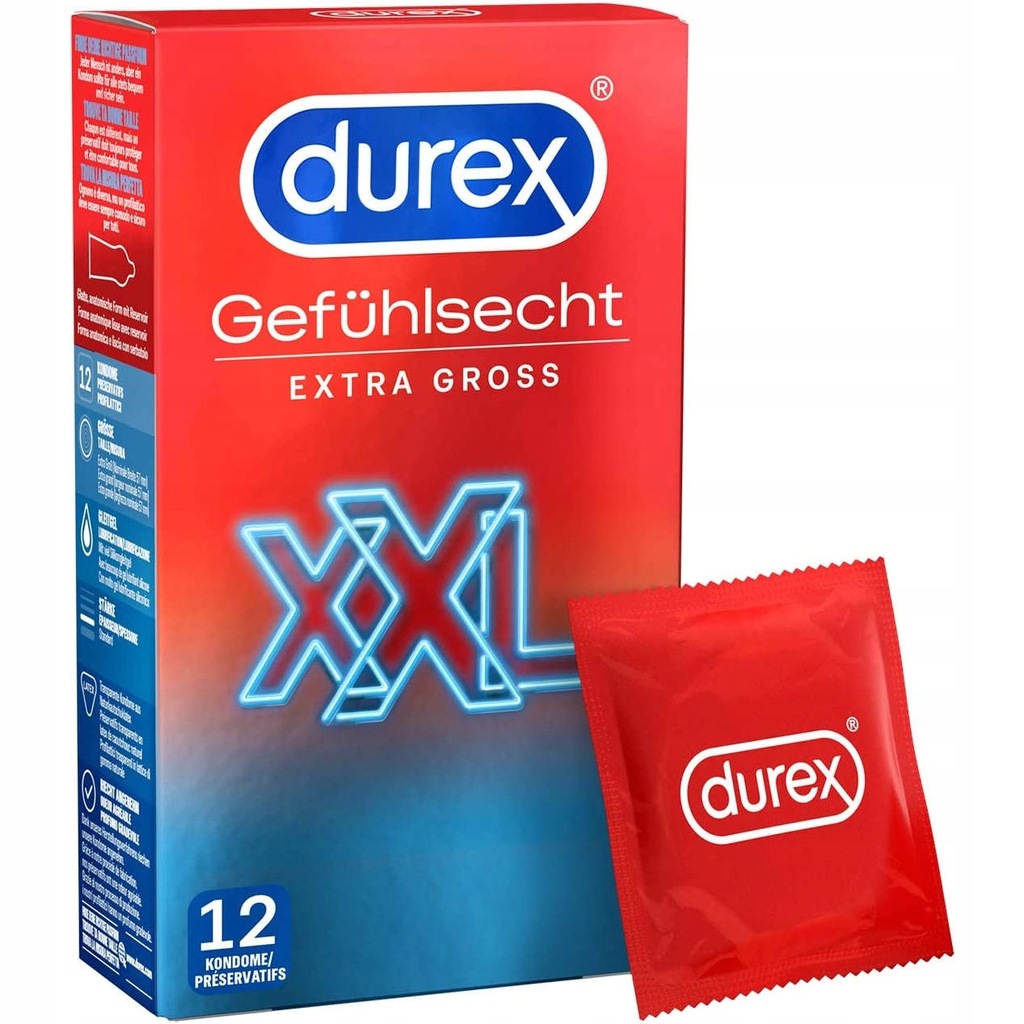 DUREX XXL PREZERWATYWY LATEKSOWE KLASYCZNE 12 SZT - 15237425742 ...