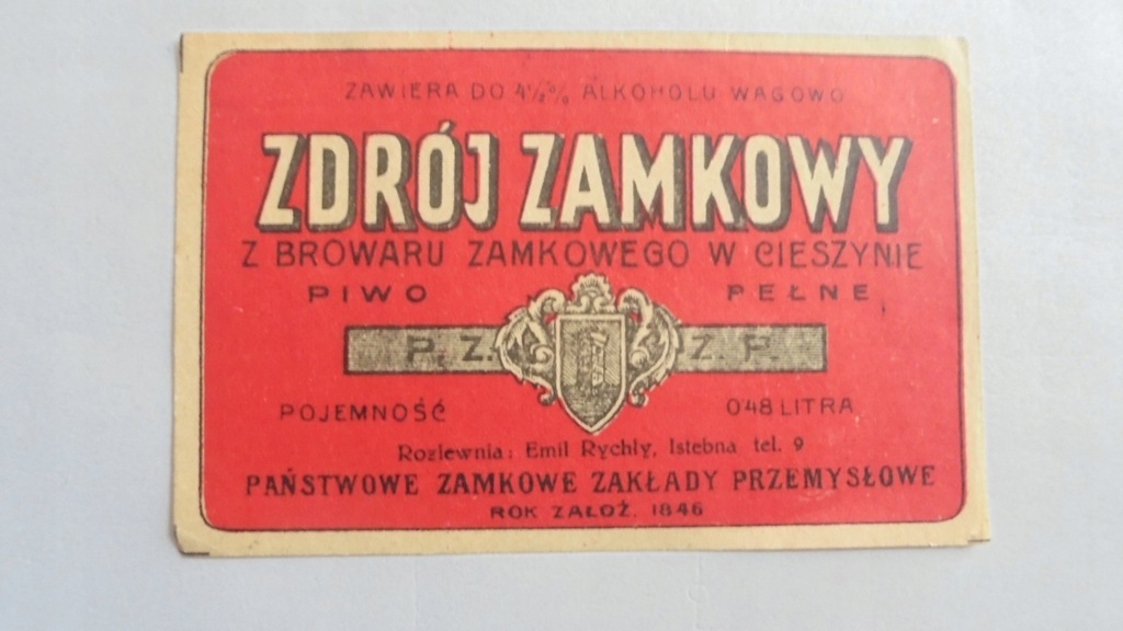 Stara etykieta browar Cieszyn - Istebna - 13302545186 - oficjalne archiwum Allegro