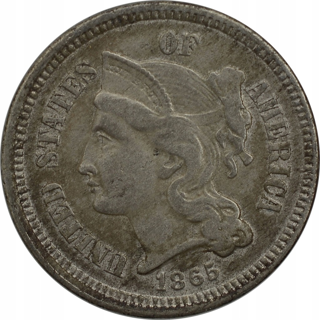4.USA, 3 CENTY 1865 - 12673950583 - oficjalne archiwum Allegro
