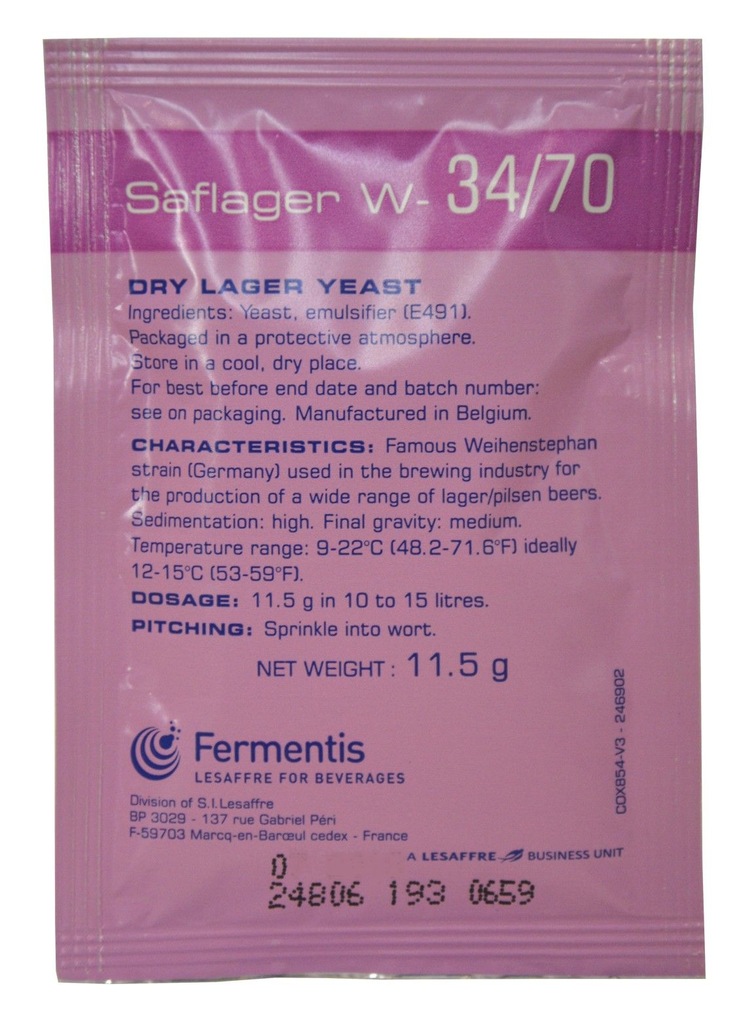 SAFLAGER W-34/70 drożdże piwowarskie 11,5g - 6957326986 - oficjalne ...
