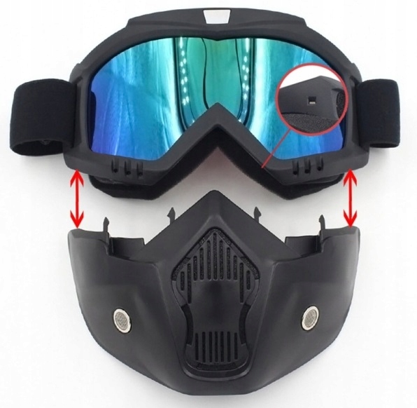 GOGLE MASKA OKULARY CROSS MOTOCYKLA QUADA ROWERU - 9702628316 ...