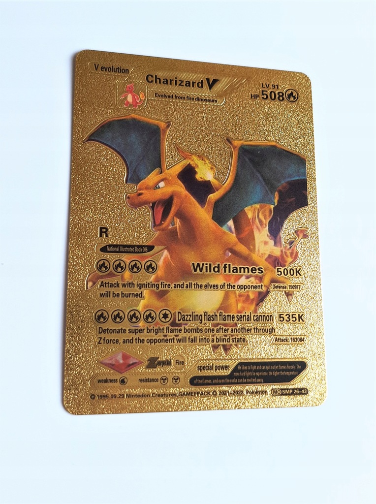 Karta Pokemon Charizard V Złota Karta Gold - 13255351047 - oficjalne archiwum Allegro