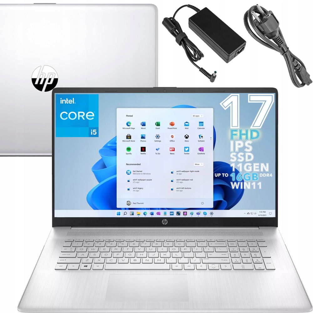 Laptop HP 17' i5 11GEN 12GB 512 SSD FHD CAM WIN10 - 12383770685 - oficjalne archiwum Allegro