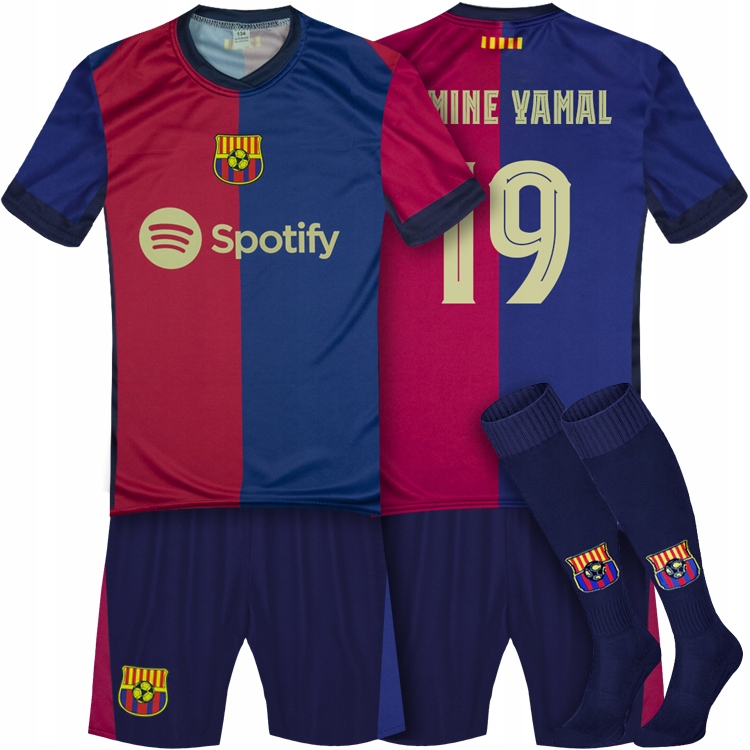 LAMINE YAMAL Strój piłkarski + Getry Skarpety KOSZULKA w PASY komplet ...