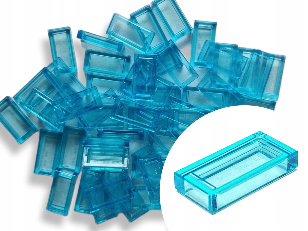LEGO 3069b TILE Płytka 1x2 T.L. Blue WODA 40szt - 12945649211 ...