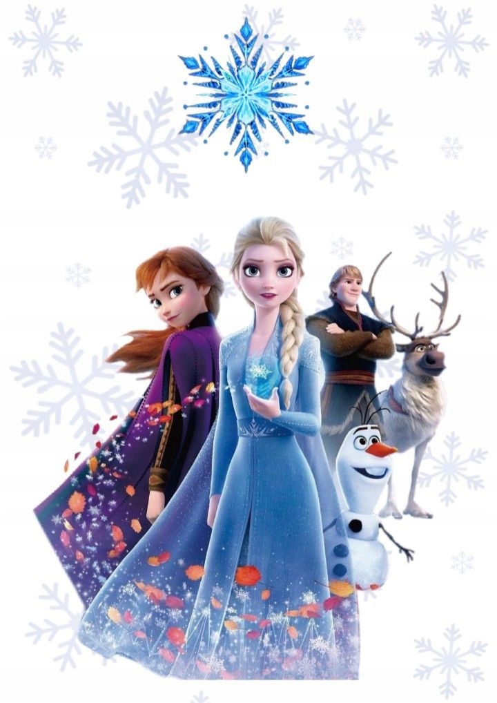 Opłatek na tort Kraina Lodu A4 Elsa Anna napis - 12094270786 ...