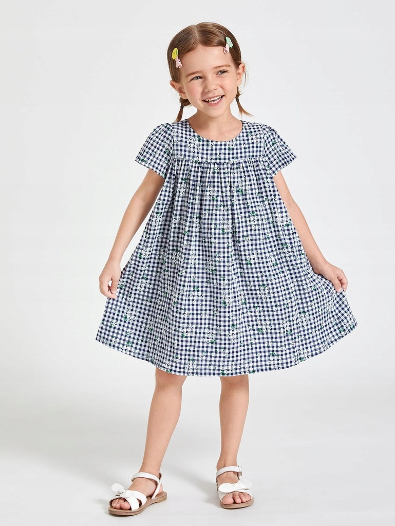 B03J004 SUKIENKA GRANATOWA KRATA WZÓR SHEIN 116 - 14819320763 - oficjalne archiwum Allegro