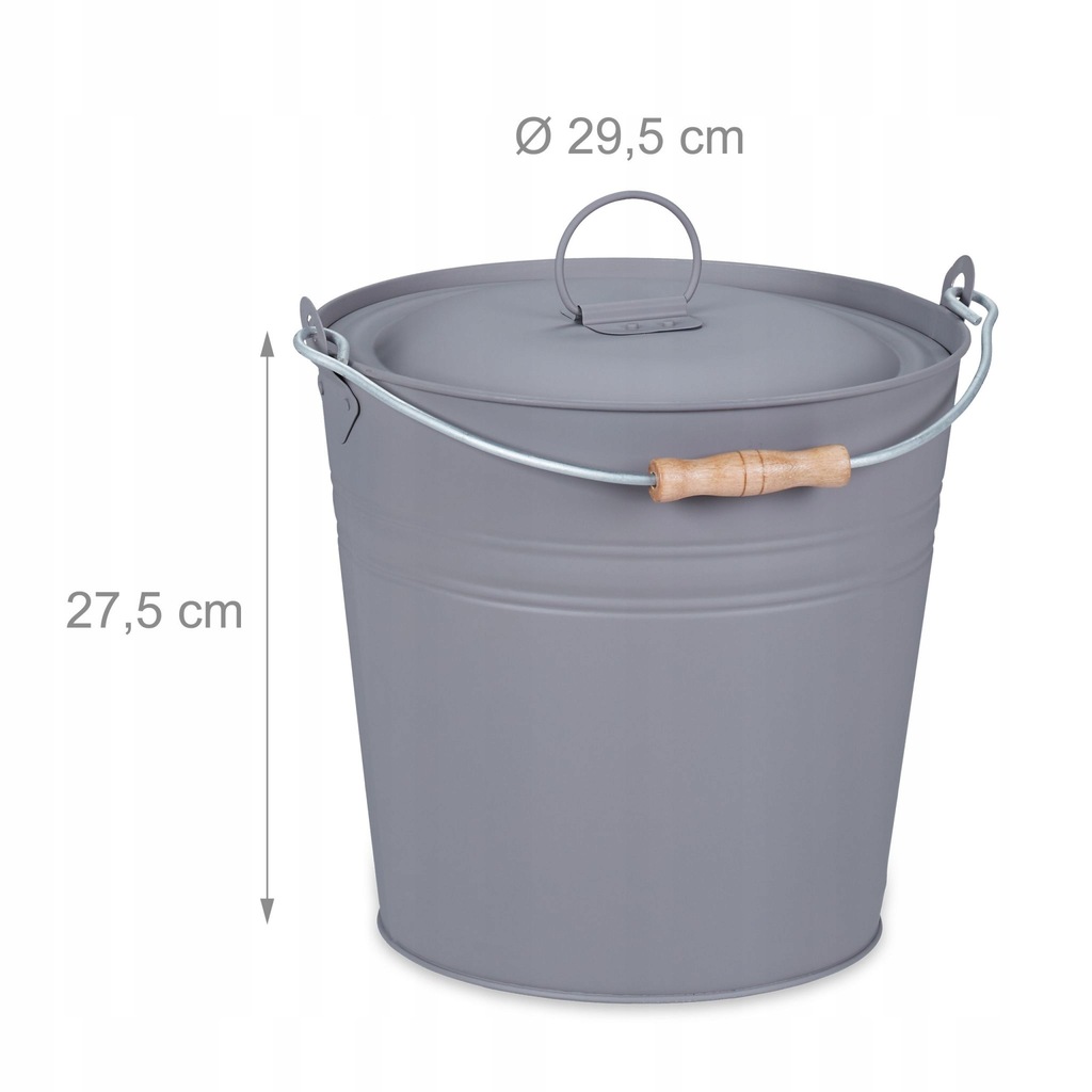 WIADRO WIADERKO NA POPIÓŁ DO KOMINKA 12 L SZARE - 12559296109 ...