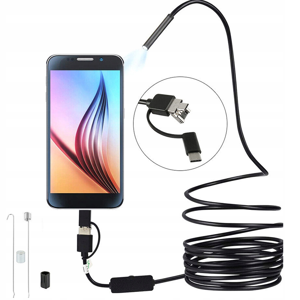 KAMERA INSPEKCYJNA ENDOSKOPOWA ANDROID PC USB 6LED - 14322511574 - oficjalne archiwum Allegro