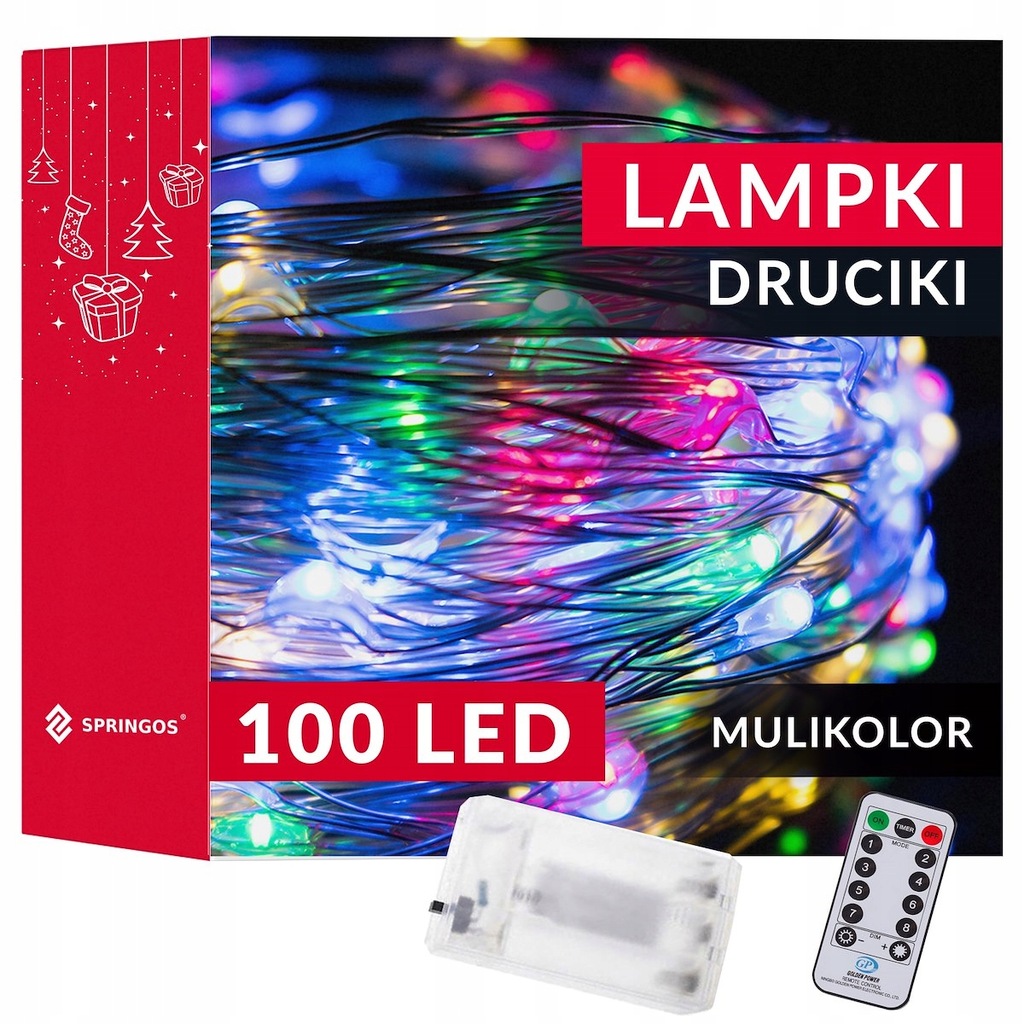 LAMPKI NA CHOINKĘ BATERIE MIKRO LED + PILOT 10m - 12770305297 ...