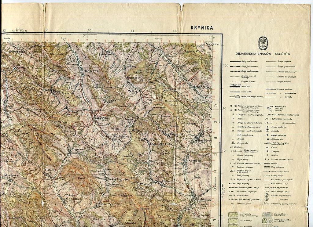 KRYNICA / MUSZYNA / BESKIDY : mapa wojskowa : 1936 - 12973991703 ...