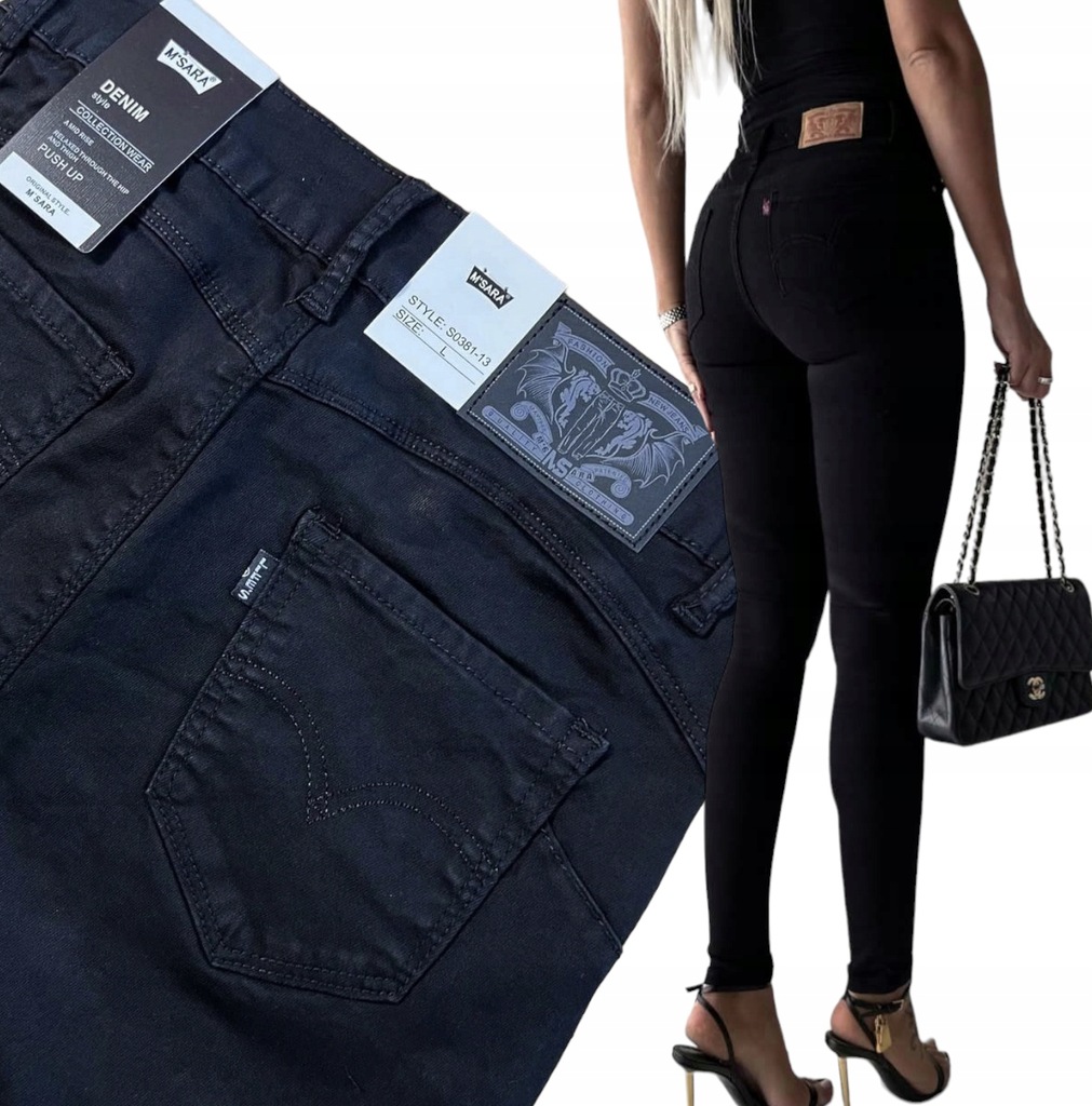 Spodnie M.SARA LIFE'S rurki czarne push up S0381-13 M - 15054490484 ...