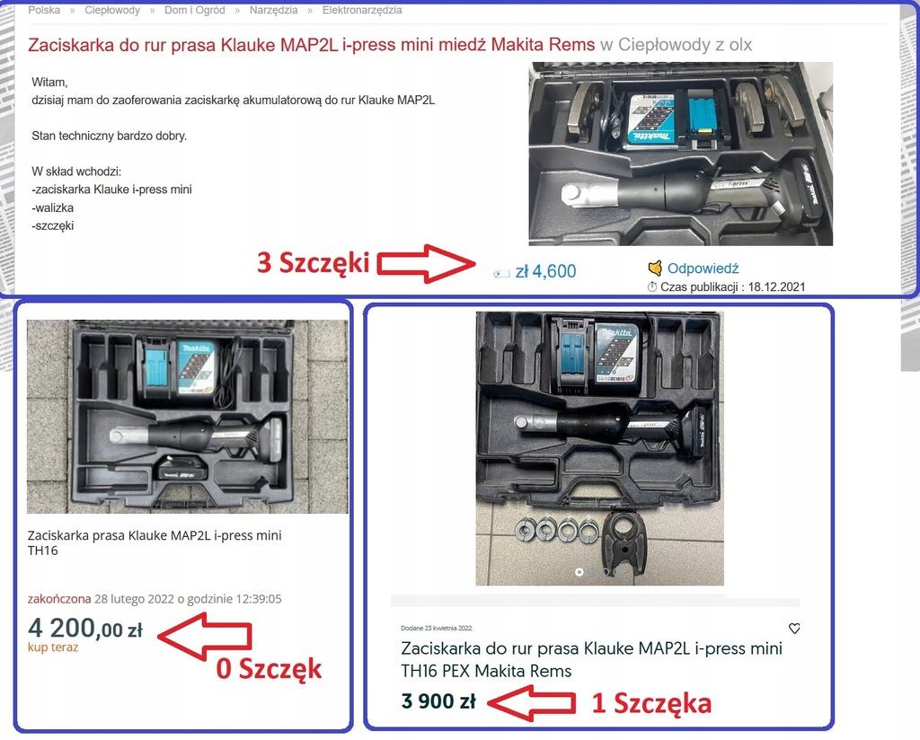 Zaciskarka do rur Prasa i-press MAP2L Makita 18V - 12167572969 ...