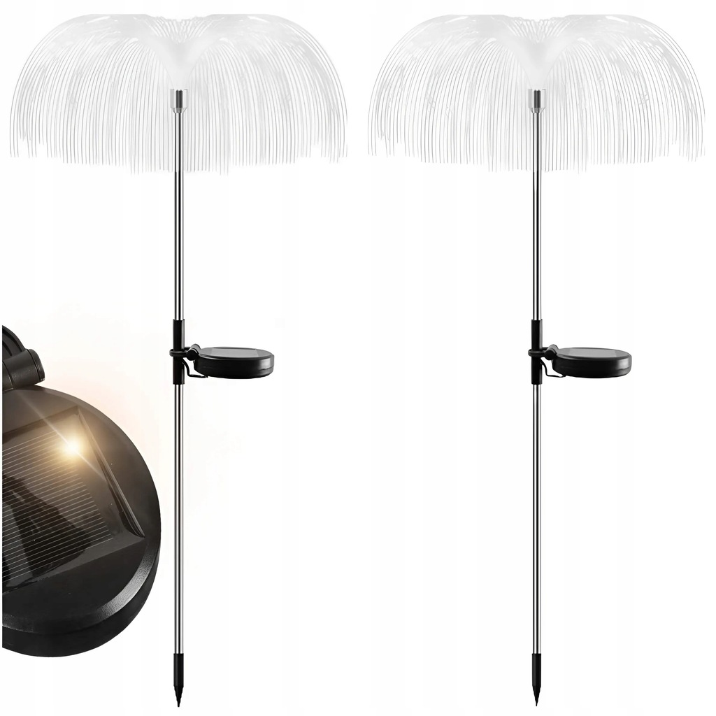 2x LAMPA SOLARNA OGRODOWA MEDUZA WBIJANA Z CZUJNIKIEM LAMPKA ŚWIATŁOWODOWA - 17322696696 ...
