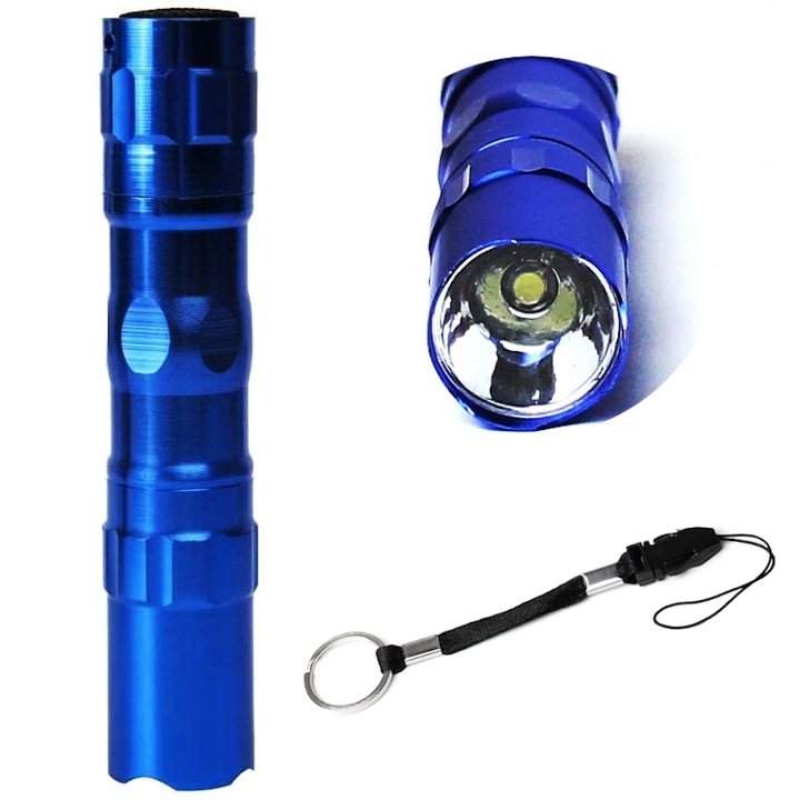 MINI LATARKA LED ALUMINIOWA KIESZONKOWA NIEBIESKA - 13378536475 ...