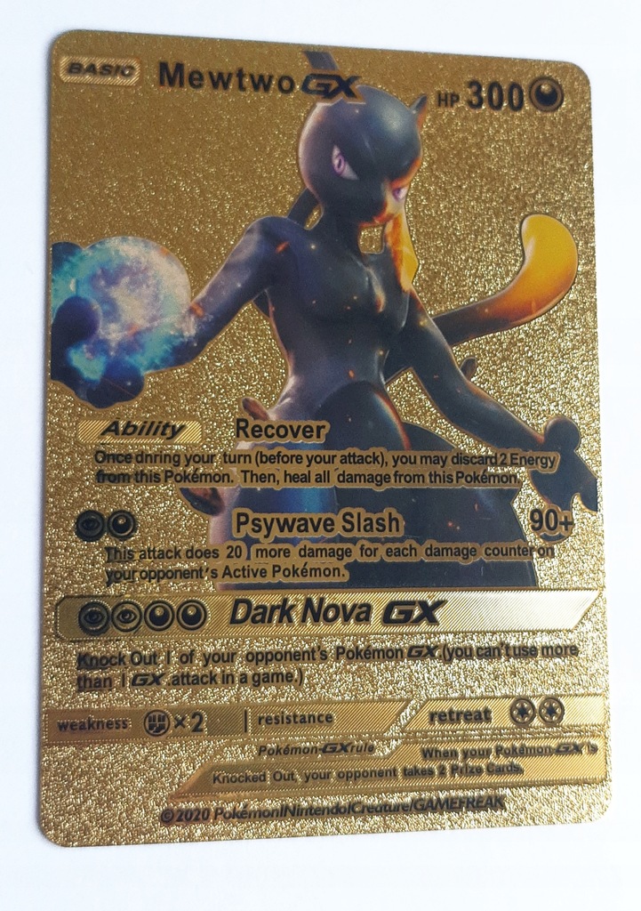 Pokemon Shadow Mewtwo GX Złota Karta Gold - 12093058088 - oficjalne ...