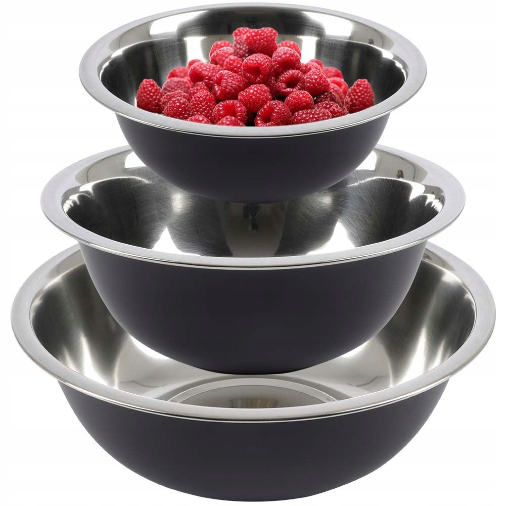 3x Miski KUCHENNE stalowe metalowe zestaw misek - 12763511392 ...
